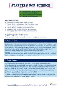 Starters for Science - Primary Science Teaching Trust